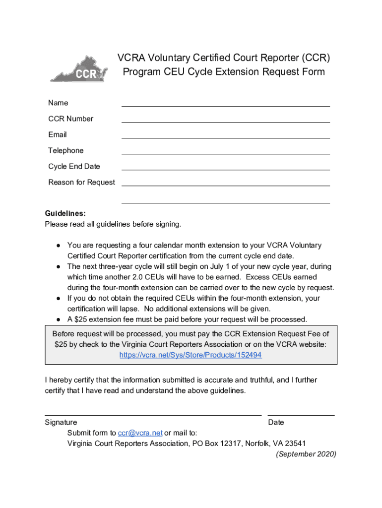 Fillable Online KyCRA CCR CEU Extension Request Form Fax Email Print ...