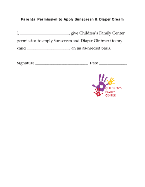 Fillable Online Childcare Center Sunscreen and Lotion Permission Form ...