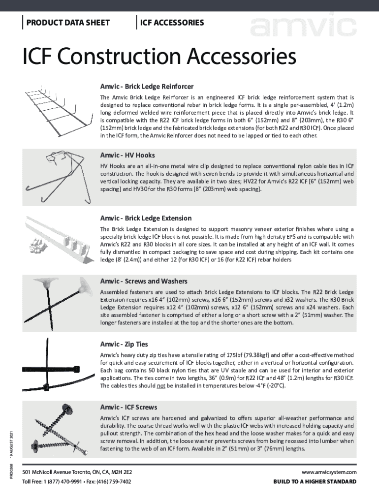 Fillable Online Amvic ICF Product Specification Sheet Fax Email Print ...