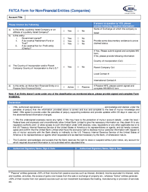 Fillable Online FATCA Form for Non-Financial Entities (Companies) Fax ...