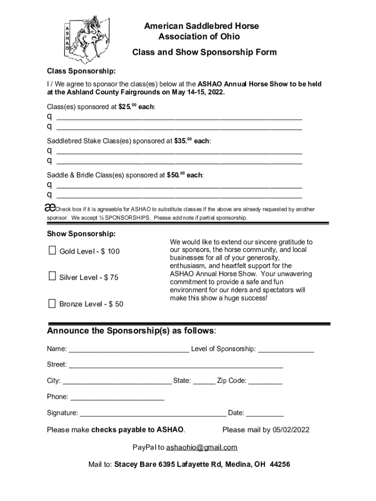 Fillable Online Become a Sponsor - Tough Enough To Wear Pink Horse Show ...