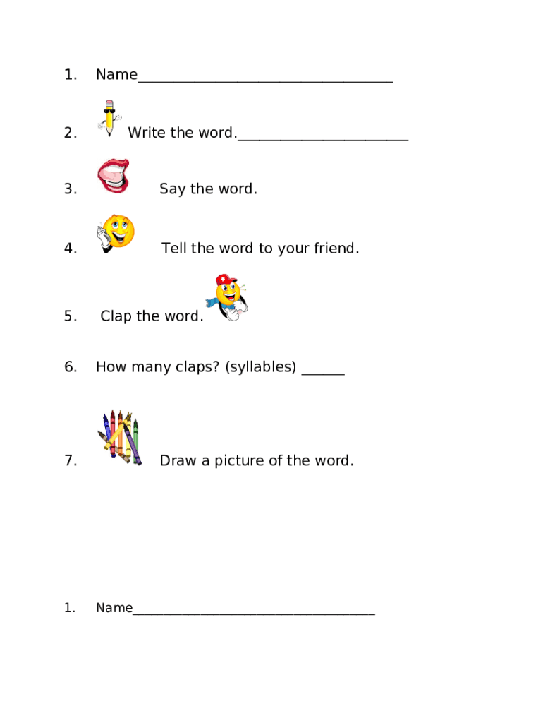 Clap Word Syllables Anchor Chart Doc Template | pdfFiller
