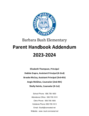 Fillable Online bush conroeisd Parent Handbook Addendum Fax Email Print ...