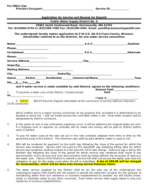CenterAPPLICATION FOR UTILITIES SERVICE Doc Template | pdfFiller