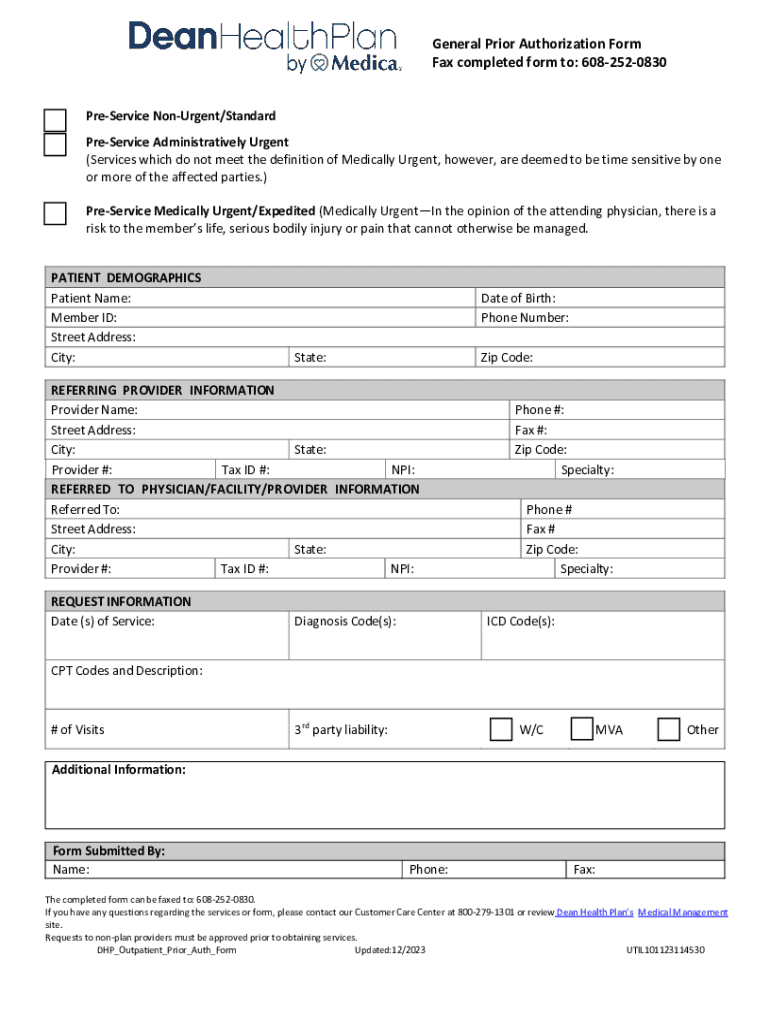 Fillable Online General Prior Authorization Form Fax Completed Form to ...
