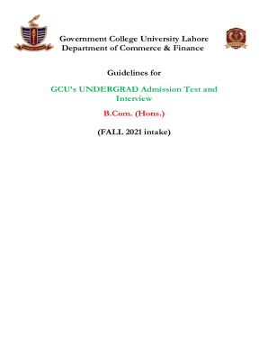 Fillable Online GCU's UNDERGRAD Admission Test and Interview Fax Email ...