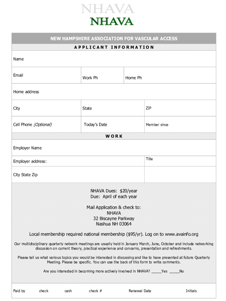 Fillable Online $20/year Due: April of each year Mail Application ...