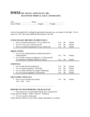 Fillable Online dexa screening sheet.doc Fax Email Print - pdfFiller