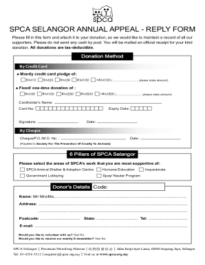 Fillable Online SPCA SELANGOR ANNUAL APPEAL - REPLY FORM Fax Email ...