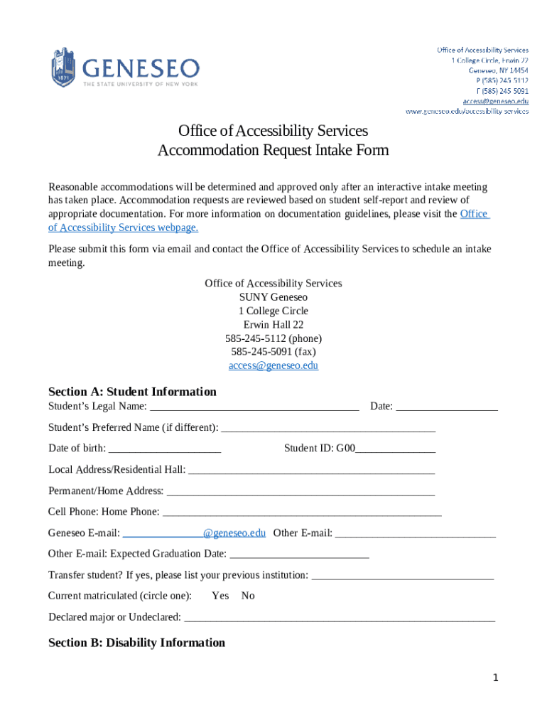 Reasonable Accommodation Request Intake - DHS OIG Doc Template | pdfFiller