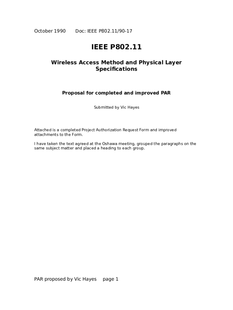IEEE Standards Board Project Authorization Request (PAR ... Doc Template | pdfFiller