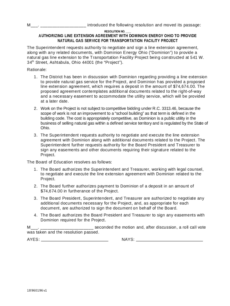 RATIFYING A LINE EXTENSION AGREEMENT WITH D Doc Template | pdfFiller
