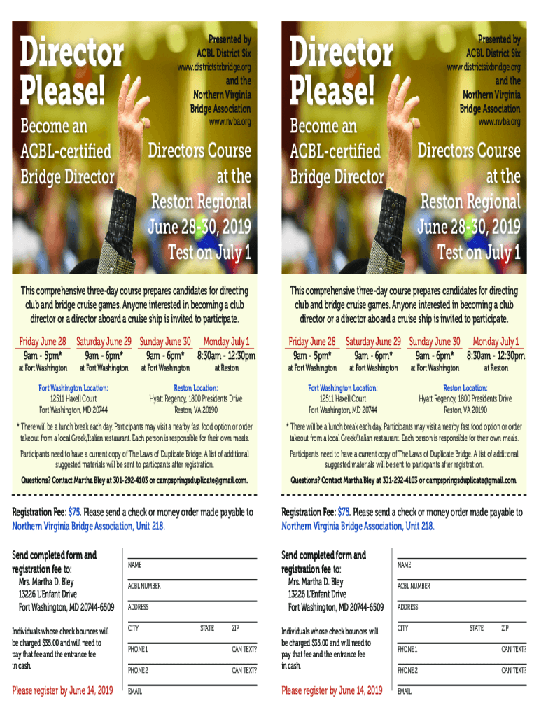 Fillable Online Become an ACBL-certified Bridge Director Fax Email ...