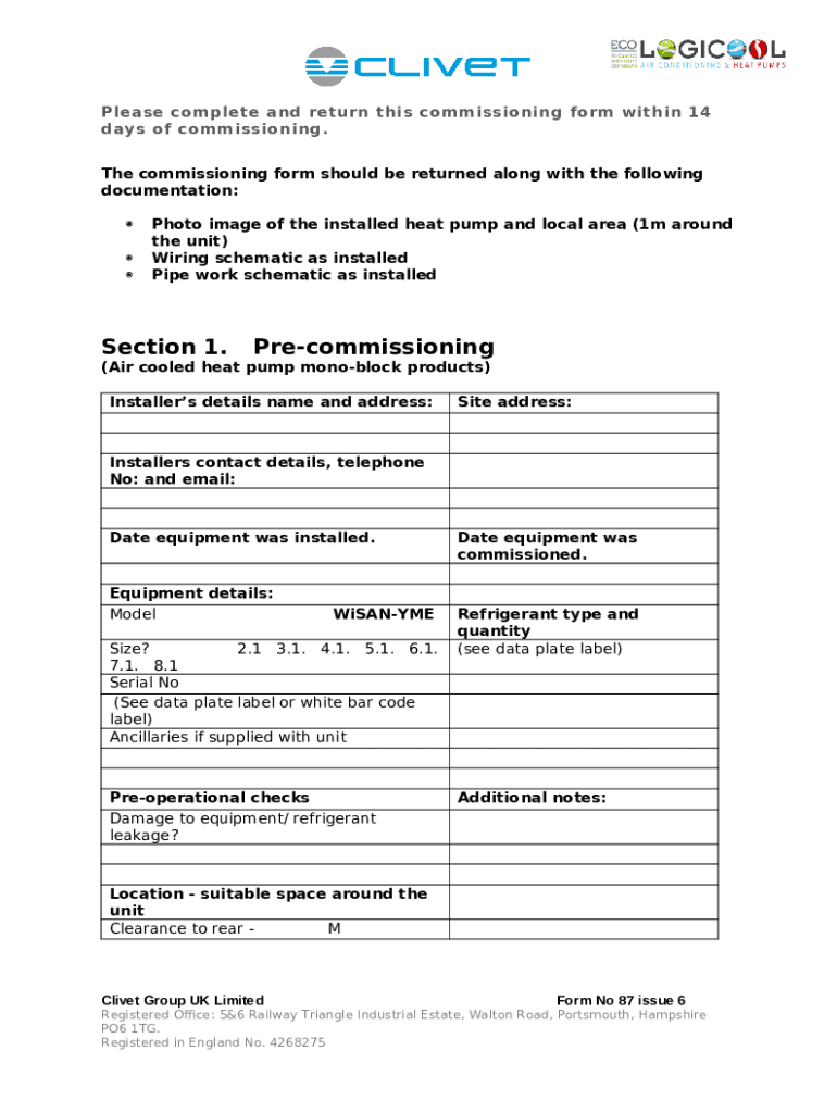 Section 1. Pre-commissioning Doc Template | pdfFiller