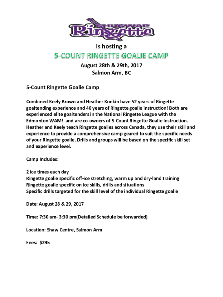 Fillable Online Ringette Goalies - Home Fax Email Print - pdfFiller