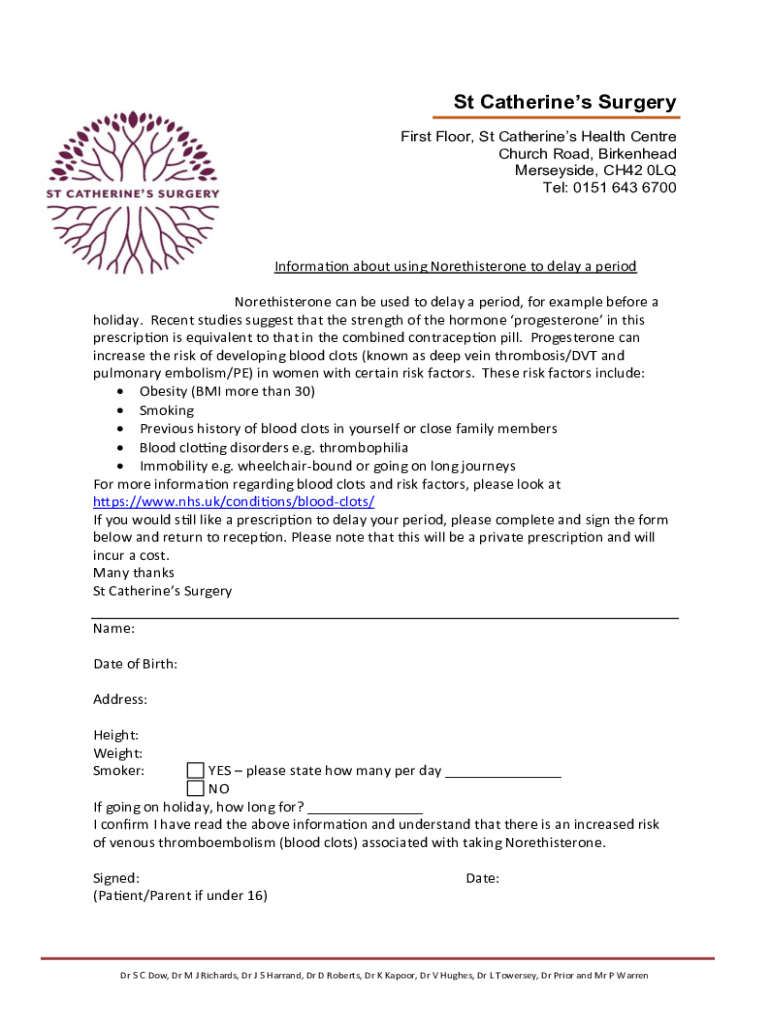 Fillable Online St Catherine's Surgery - Services Fax Email Print - pdfFiller