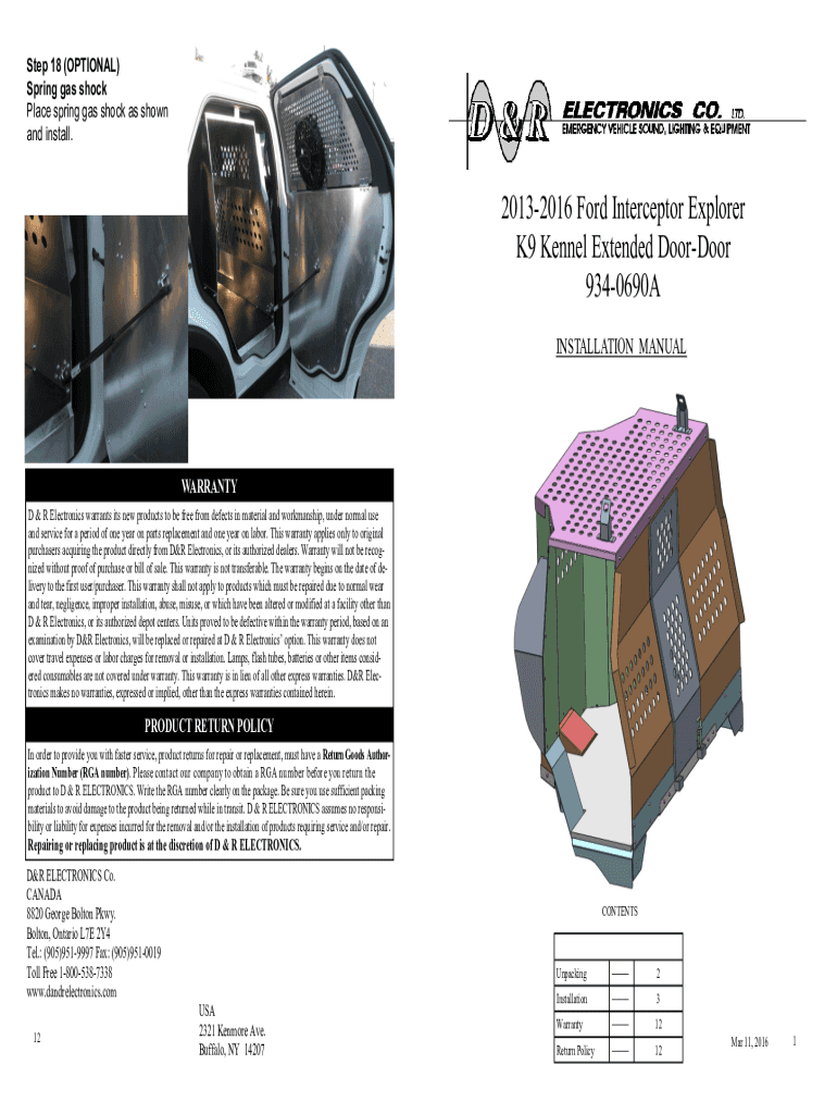 Fillable Online Interceptor SUV Police K9 Dog Transport Unit from D&R ...