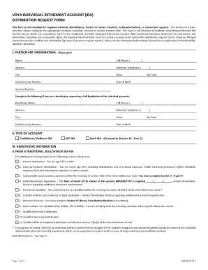 Fillable Online Voya Individual Retirement Account (IRA) distribution ...