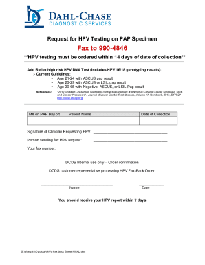 Fillable Online PROCEDURES FOR HPV TEST SAMPLE COLLECTION ... Fax Email ...