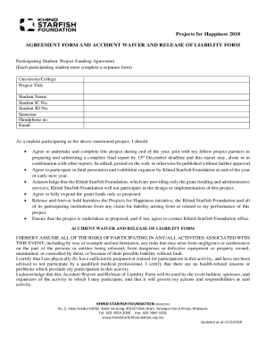 Fillable Online ums edu agreement form and accident waiver and release ...