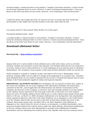 Fillable Online Is provisional allotment letter final on possession ...