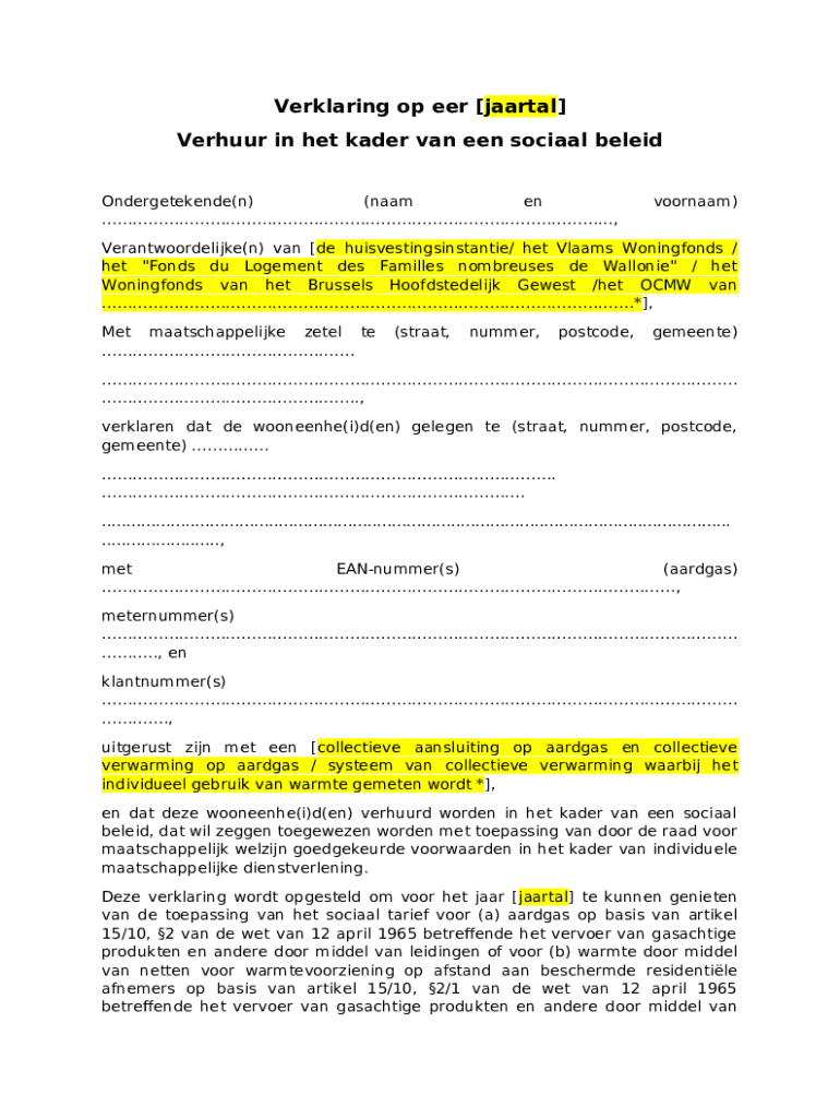 Bijlage IV - verklaring op erewoord eigendomsbezit Doc Template | pdfFiller