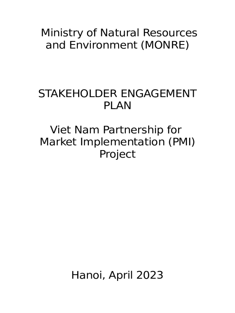 Stakeholder Engagement Plan (SEP) Vietnam Partnership for Market ...