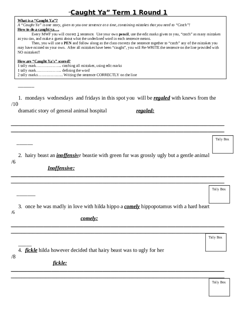 Caught Ya's - Google Slides Doc Template | pdfFiller