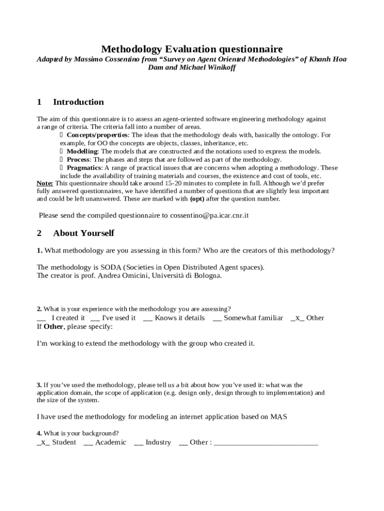 Evaluating and Comparing Agent-Oriented Software ... Doc Template | pdfFiller