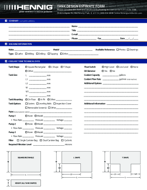 Fillable Online TANK DESIGN ESTIMATE FORM Fax Email Print - pdfFiller