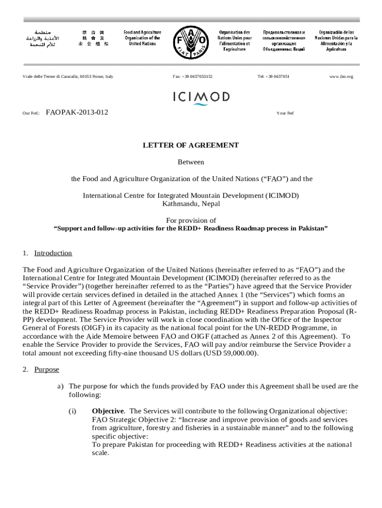 the Food and Agriculture Organization of the United Nations ("FAO") and ...