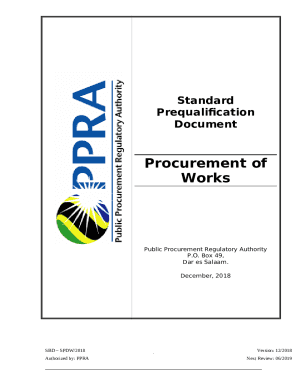 Standard Prequalification Document Procurement of Works Doc Template | pdfFiller