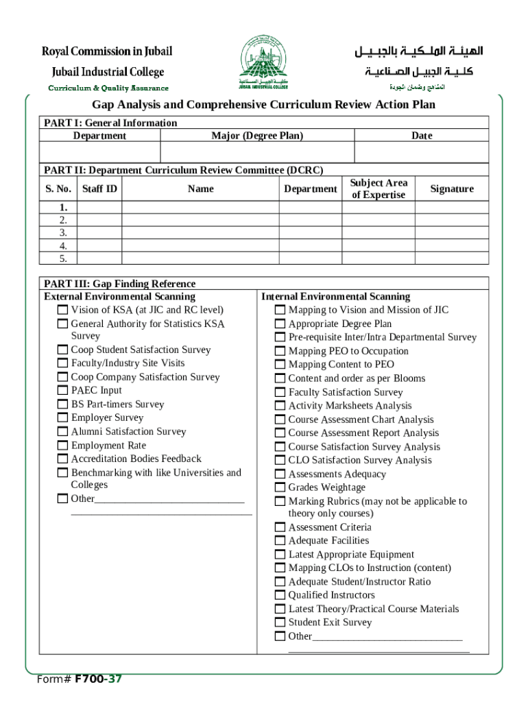 Curriculum Review: Action Plan and Final Report - jic edu Doc Template ...