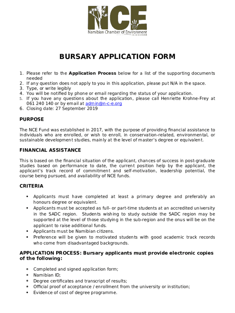 Building Foundations - Bursary Application in ... Doc Template | pdfFiller