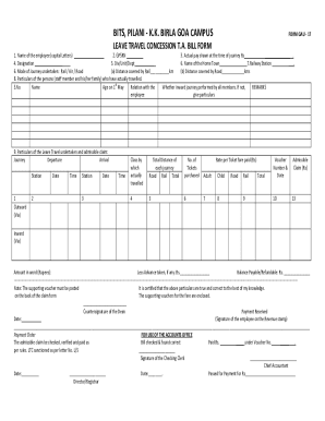 Fillable Online LEAVE TRAVEL CONCESSION CLAIM FORM Fax Email Print ...