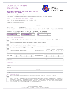 donation 100 club Doc Template | pdfFiller