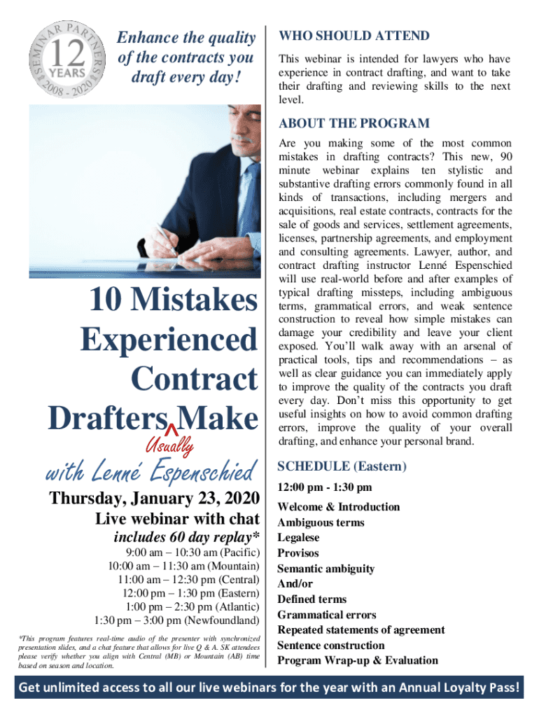 Fillable Online Webinar on 'How to Draft a Contract and 3 Ways to ...
