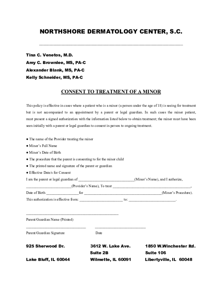 Fillable Online NORTHSHORE DERMATOLOGY CENTER, S Fax Email Print - pdfFiller