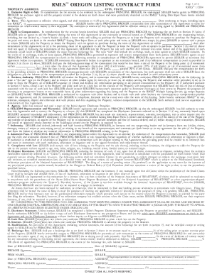 Fillable Online Oregon Rmls Contract Form - Fill Online, Printable ...