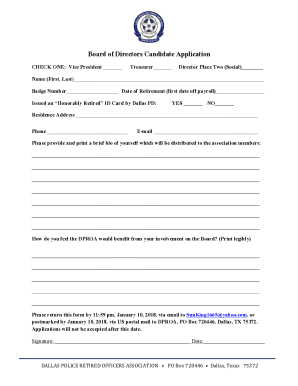 Fillable Online DPROA Board Candidate Form.docx Fax Email Print - pdfFiller