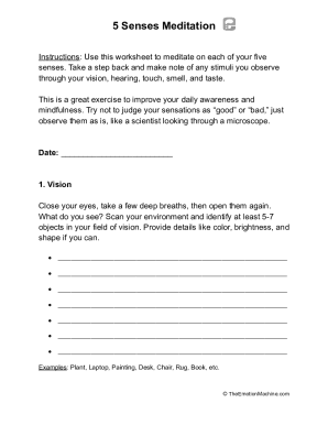 Fillable Online Meditation Made Easy: How to Meditate Using the 5 ...