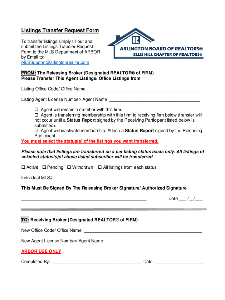 Fillable Online Listing Transfer Request Form Gets Much-Needed Update Fax Email Print - pdfFiller