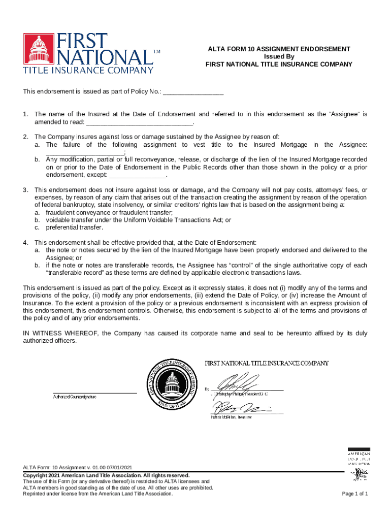 CHAPTER 10 COMMONLY USED ENDORSEMENTS Doc Template | pdfFiller