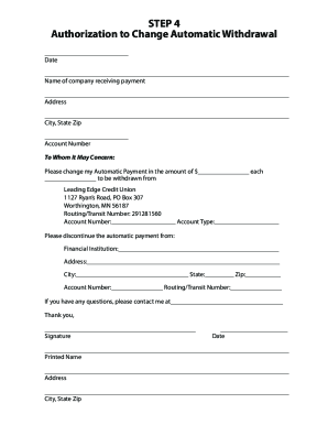 Fillable Online authorization-to-change-automatic-withdrawal Fax Email ...