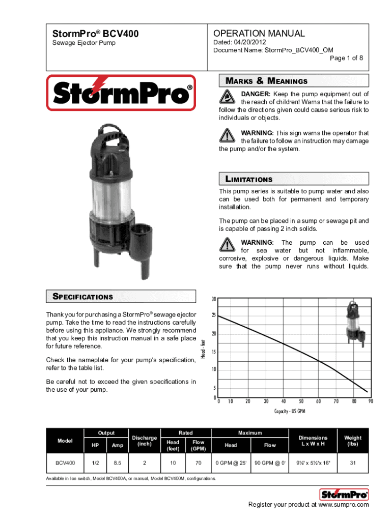 Fillable Online OPERATION MANUAL BA PUMP SERIES Fax Email Print - pdfFiller