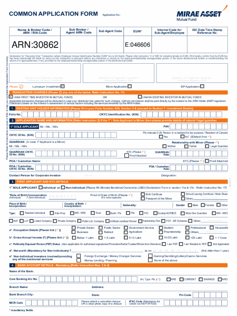 Fillable Online Application No.: - Sub Broker/ Agent ARN Code Fax Email Print - pdfFiller