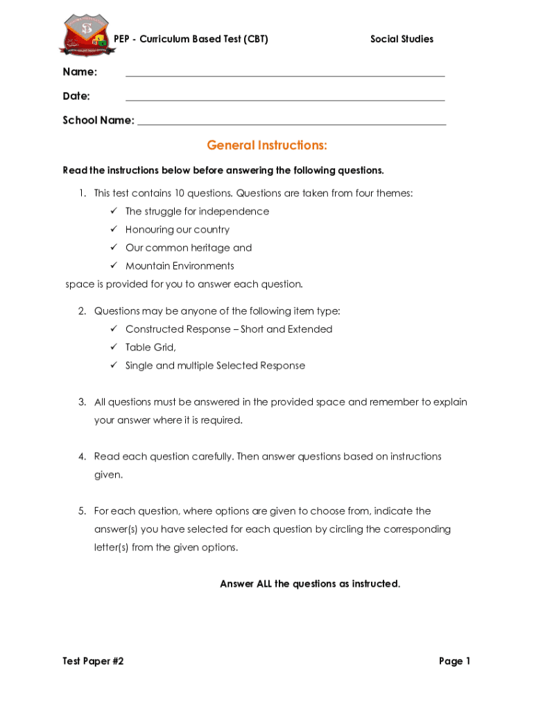 Fillable Online Primary Exit Profile (PEP)Ministry of Education and ...