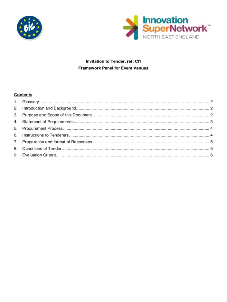 Fillable Online CI1 Framework Panel for Event Venues Contents 1 ...