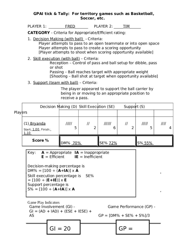 GPAI: For Game for Tennis - web uvic Doc Template | pdfFiller