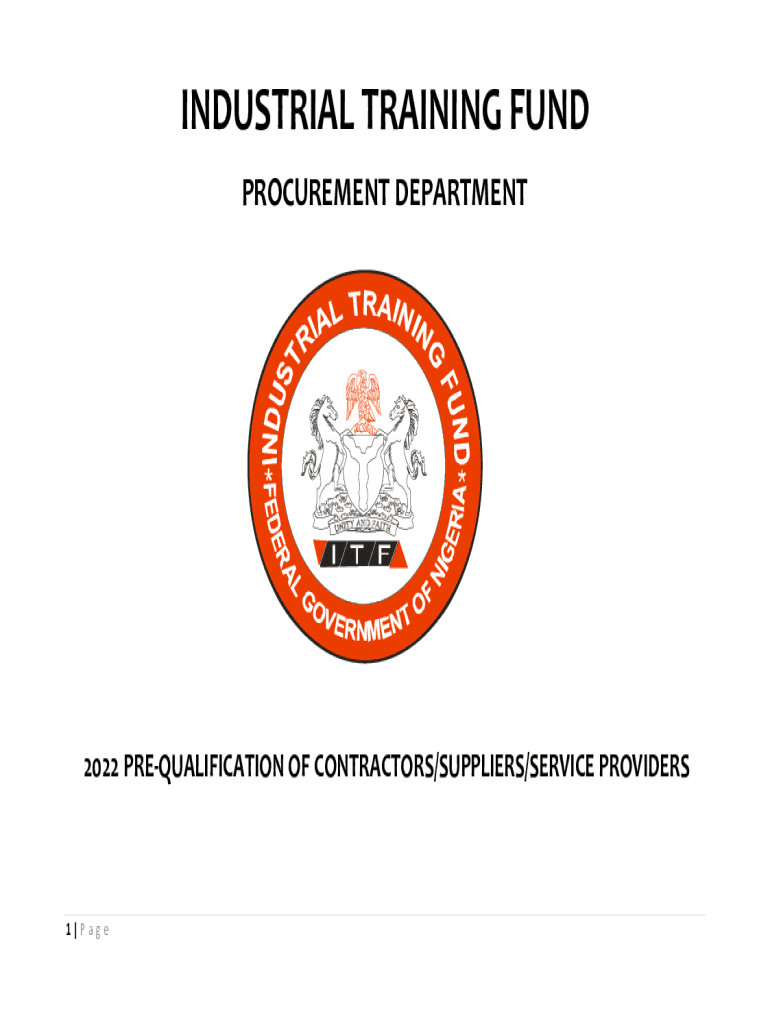 Fillable Online itf gov INDUSTRIAL TRAINING FUND Miango Road, Jos ...